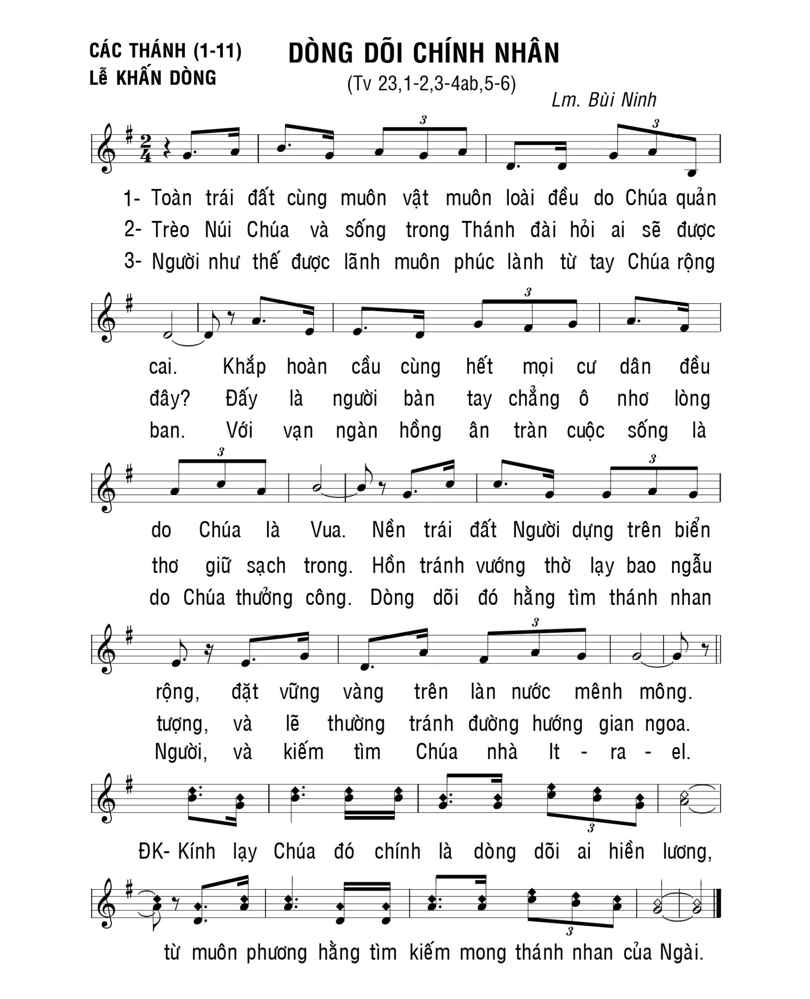 THÁNH VỊNH 23 (Dòng dõi chính nhân) - Bùi Ninh